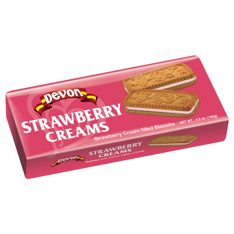 DEVON BISCUITS – STRAWBERRY CREAMS 140g – Carib Import & Export Inc.